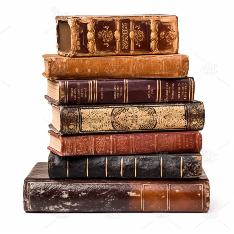Stack of Antique Vintage Old Books Isolated on White Background ...