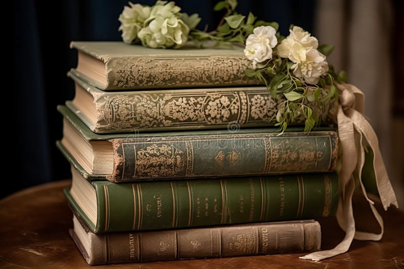 Stack of Antique Vintage Old Books, Reading in Old Library and ...