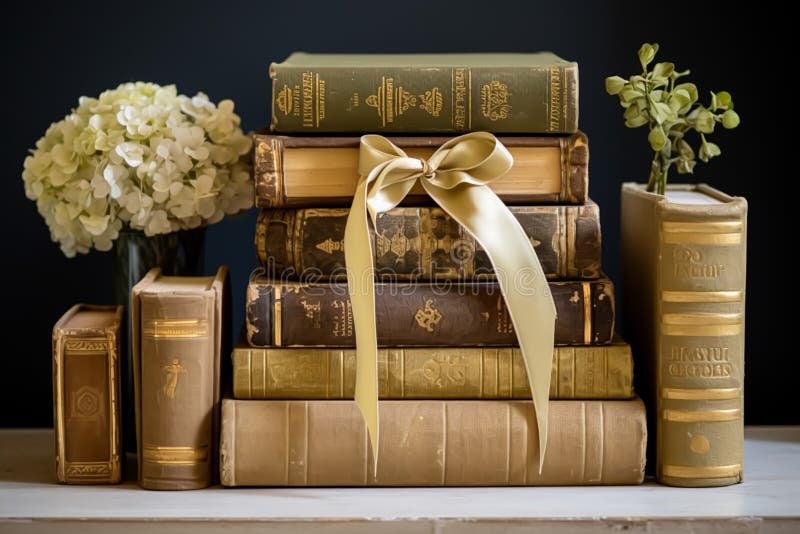 Stack of Antique Vintage Old Books, Reading in Old Library and ...