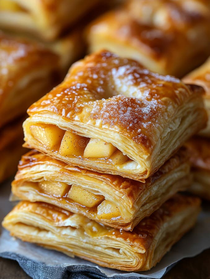 Stack of Apple Turnovers with Flaky Pastry Crust. Stock Photo - Image ...