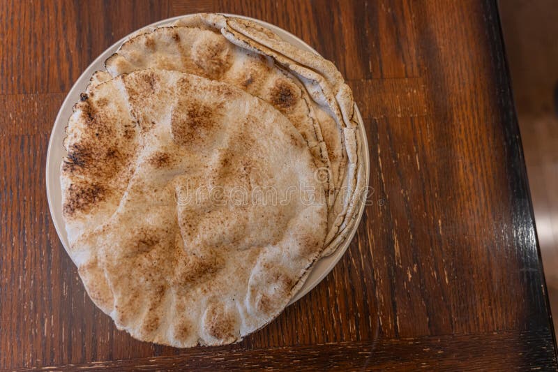 Stack of Arabic Pita Flat Bread Ready To Eat Stock Photo - Image of ...