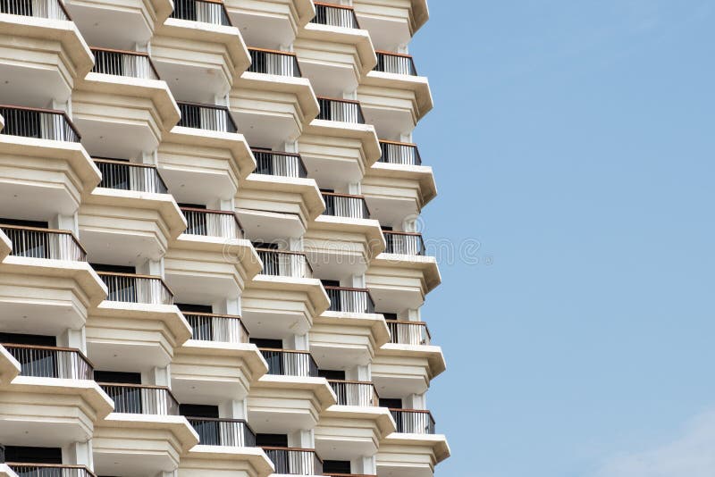 Stack Array Many Floor and Terrace Hotel Building Stock Image - Image ...