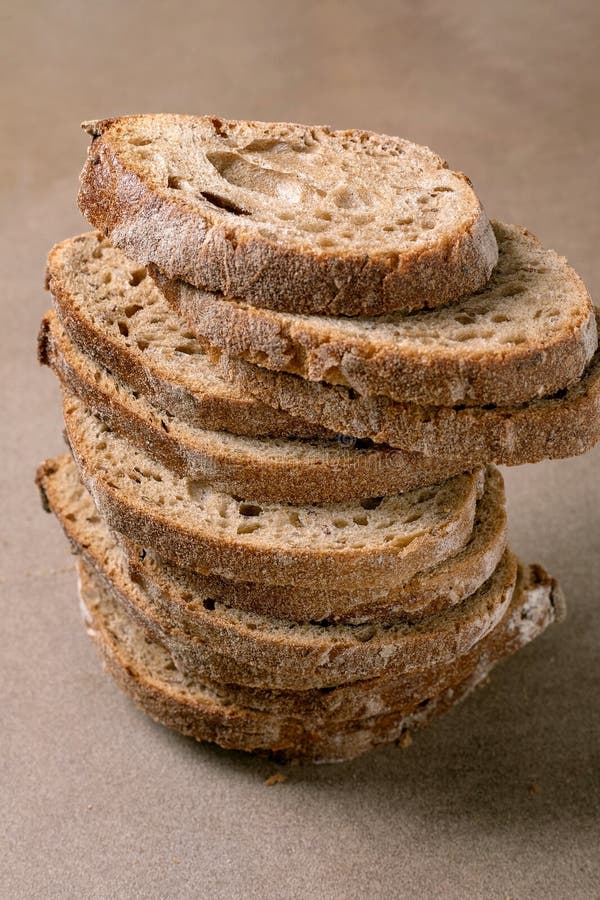 Stack of Artisan Sourdough Bread Slices Stock Image - Image of culinary ...