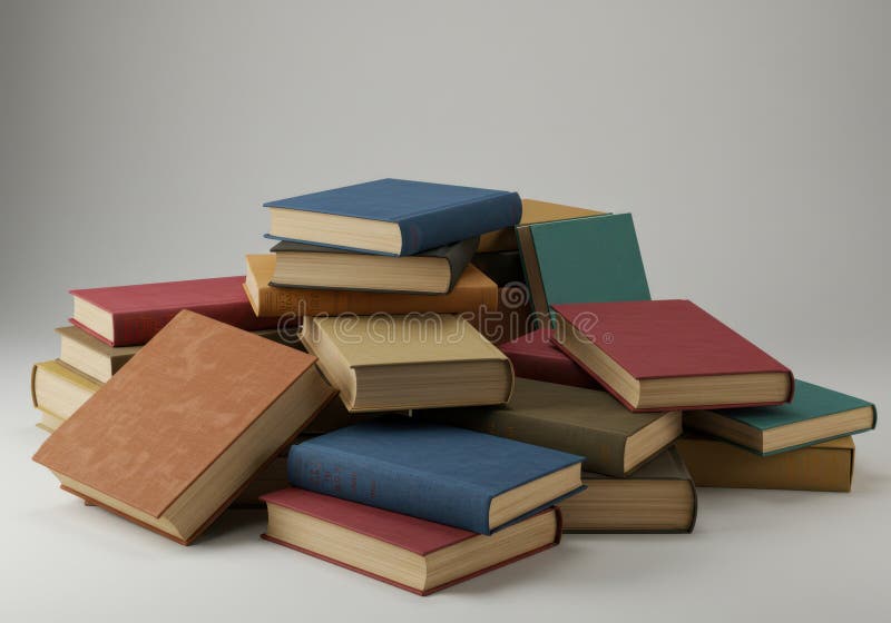 Stack of Assorted Books in Various Colors on Neutral Background Stock ...