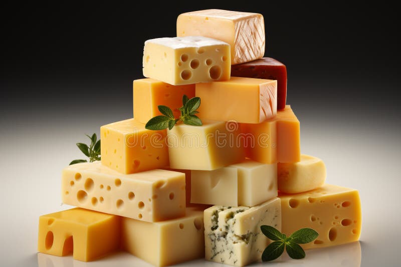 Stack of assorted cheese stock illustration. Illustration of background ...