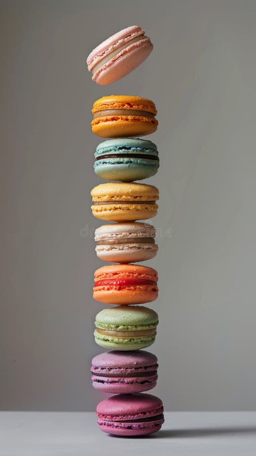Stack of Assorted Colorful Macarons Stock Photo - Image of bakery ...