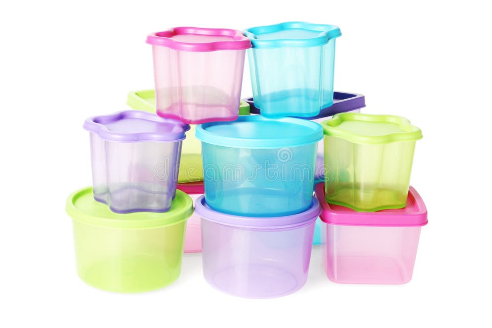 Assorted Colorful Plastic Containers Stock Image - Image of square ...