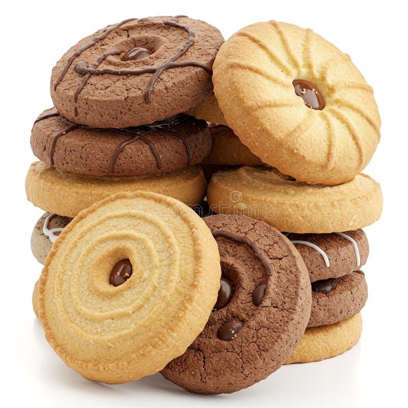 Stack of Assorted Cookies Isolated on a White Background Stock ...