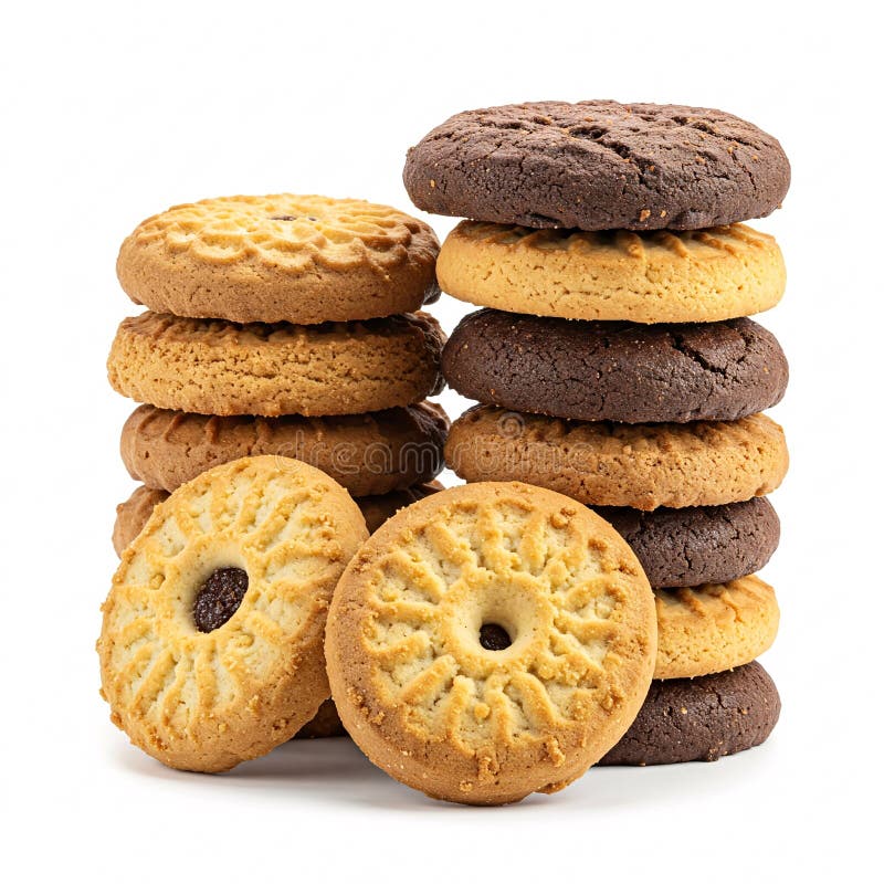 Stack of Assorted Cookies Isolated on a White Background Stock ...
