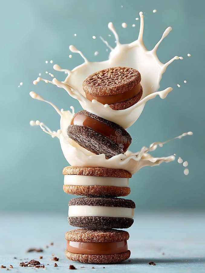 A Stack of Assorted Cookies, Layered with Chocolate and Cream Fillings ...