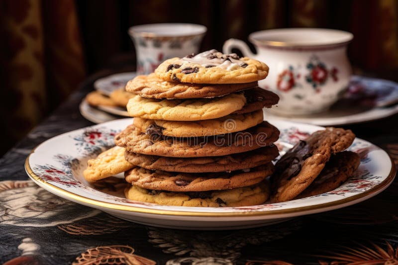 Stack of Assorted Cookies on a Plate Stock Illustration - Illustration ...