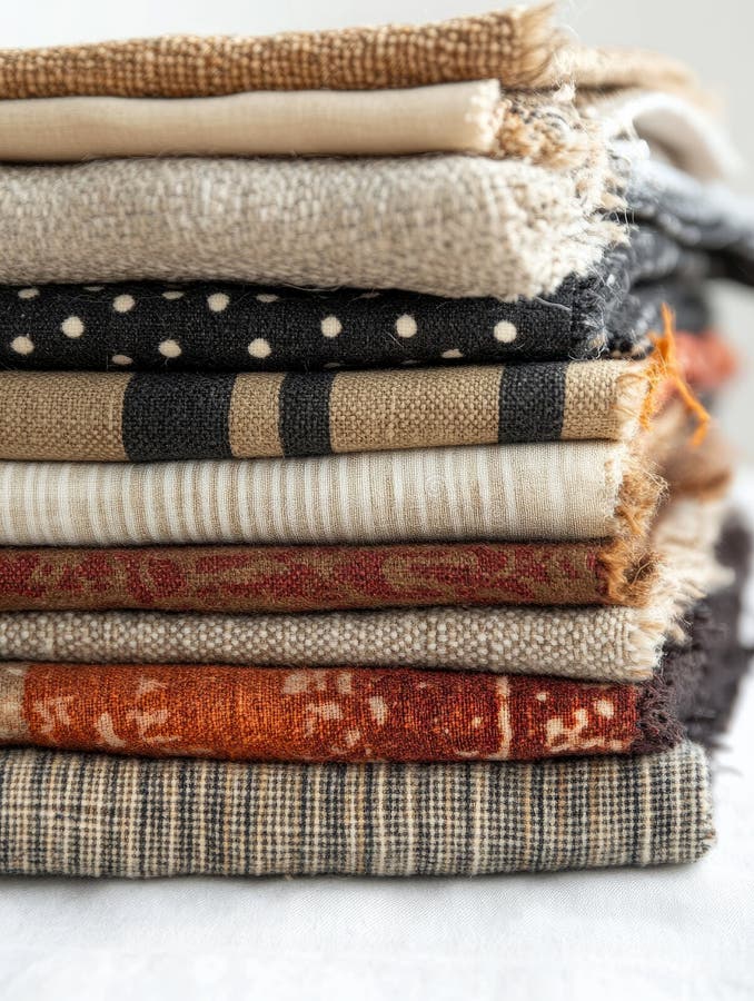 Stack Assorted Fabrics Various Patterns Textures Stock Photos - Free ...