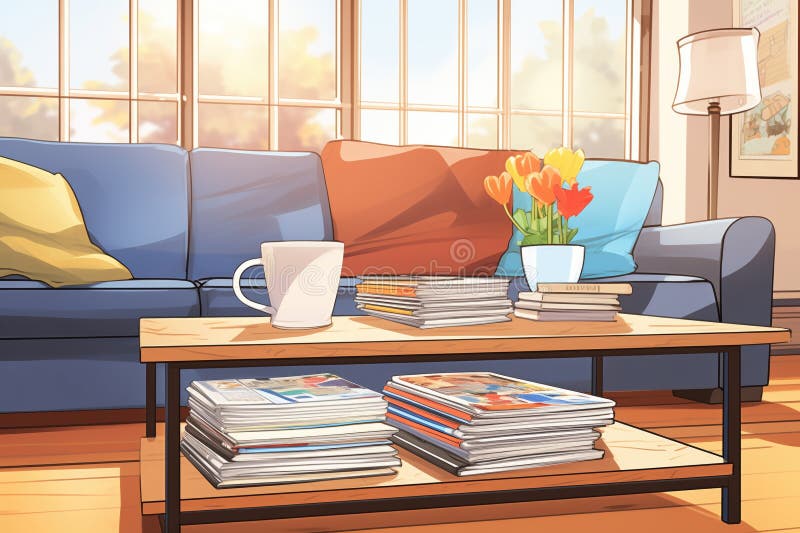 Stack of Astronomy Magazines on a Coffee Table Stock Illustration ...