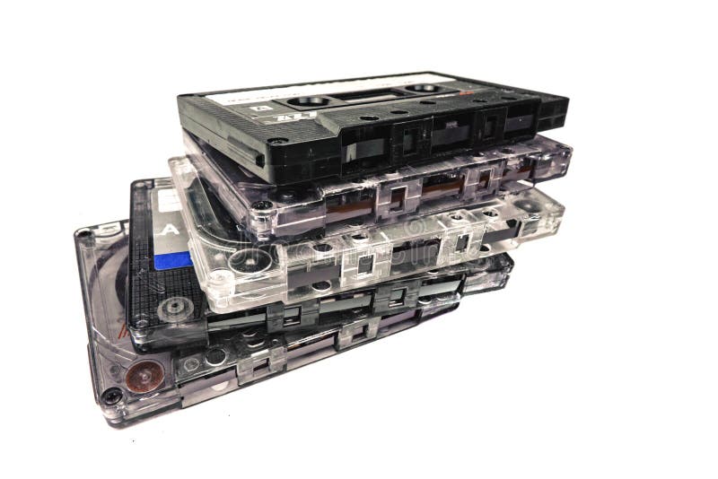 Stack of Audio Cassettes Isolated on White Background Stock Image ...