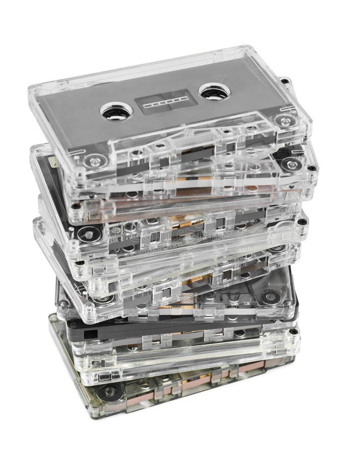 Big Stack Audio Cassettes Isolated. Stock Photo - Image of plastic ...