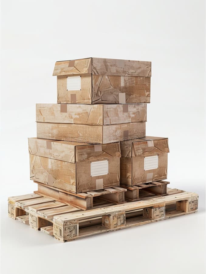 Stack of Average Cartons with Standard Tags Perched on a Conventional ...