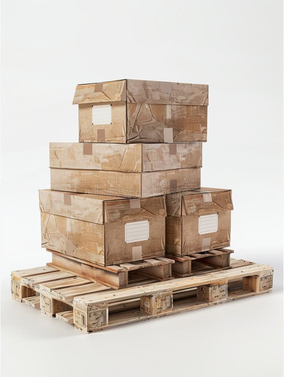 Stack of Average Cartons with Standard Tags Perched on a Conventional ...