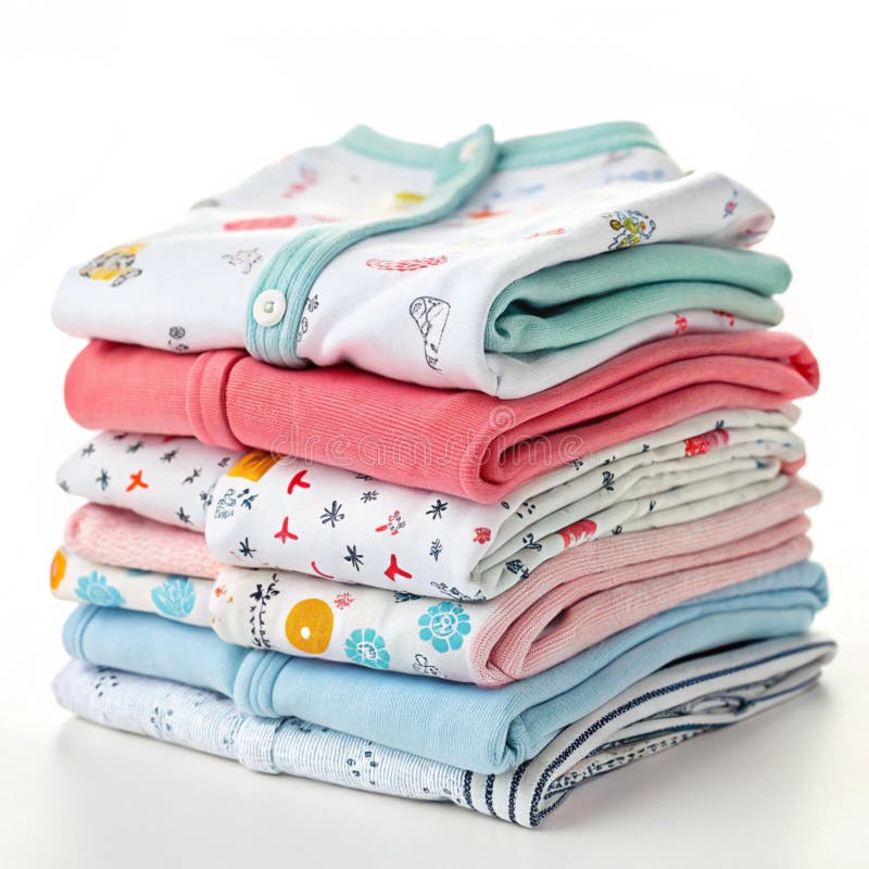 Stack of Baby Clothes Isolated on White Background Stock Illustration ...