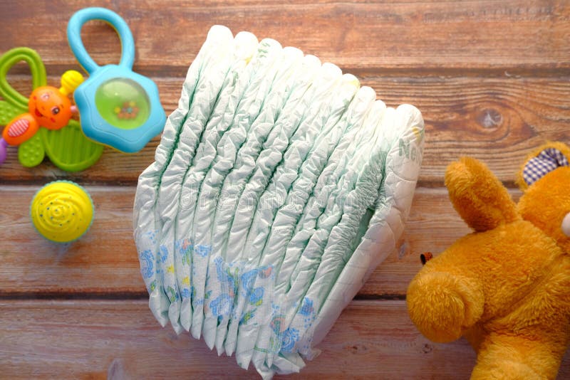 Stack of Baby Diaper on Table, Stock Image - Image of hygiene, diaper ...