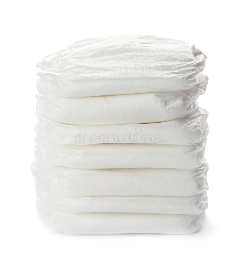 Stack Of Baby Diapers Isolated Stock Photo - Image of hygiene, health ...