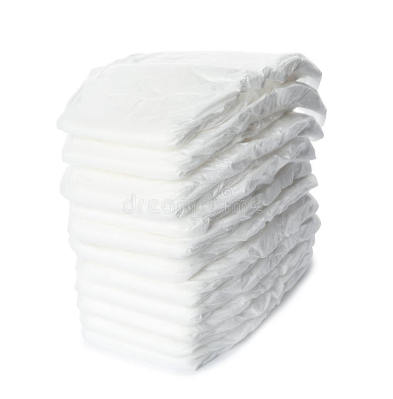 Stack of Baby Diapers Isolated Stock Image - Image of babyhood ...