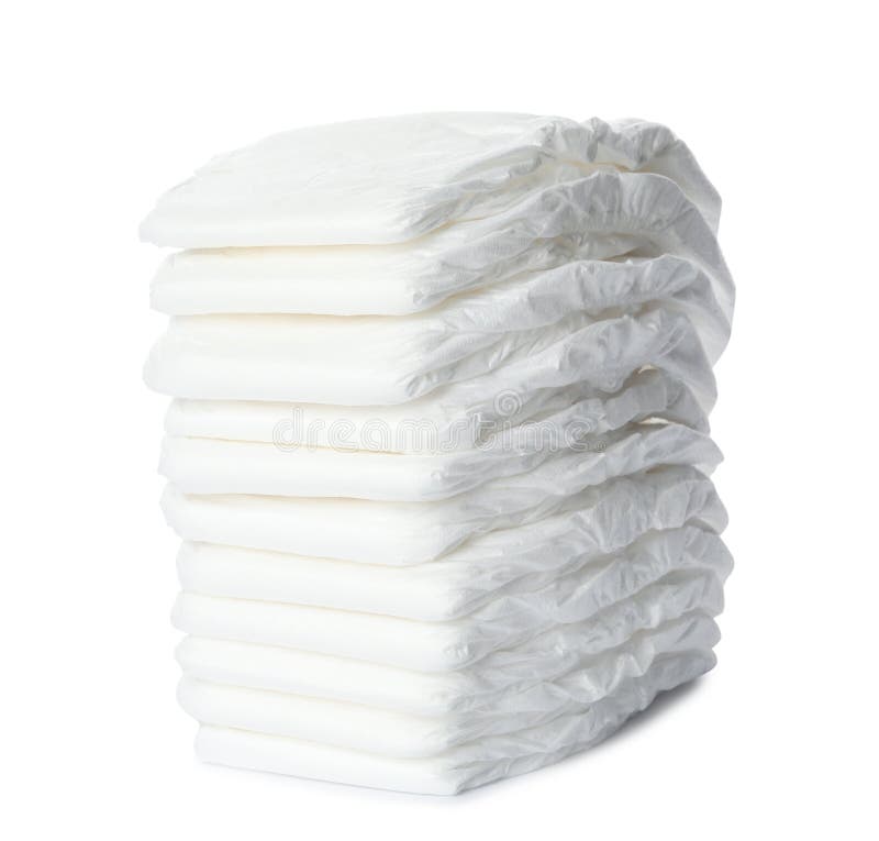 Stack of Baby Diapers Isolated Stock Image - Image of necessity ...