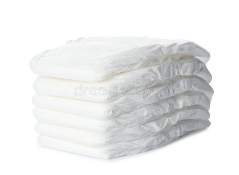 Stack of Baby Diapers Isolated Stock Image - Image of object, maternity ...