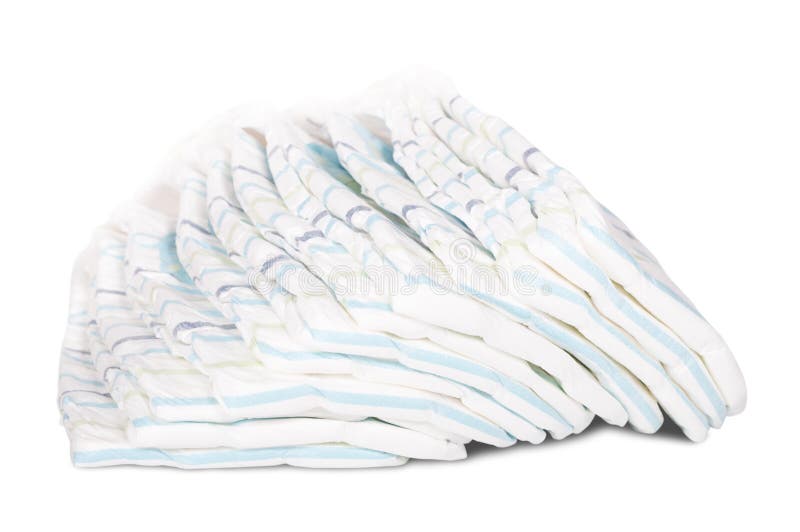 Stack of Baby Diapers Isolated on White Stock Photo - Image of white ...