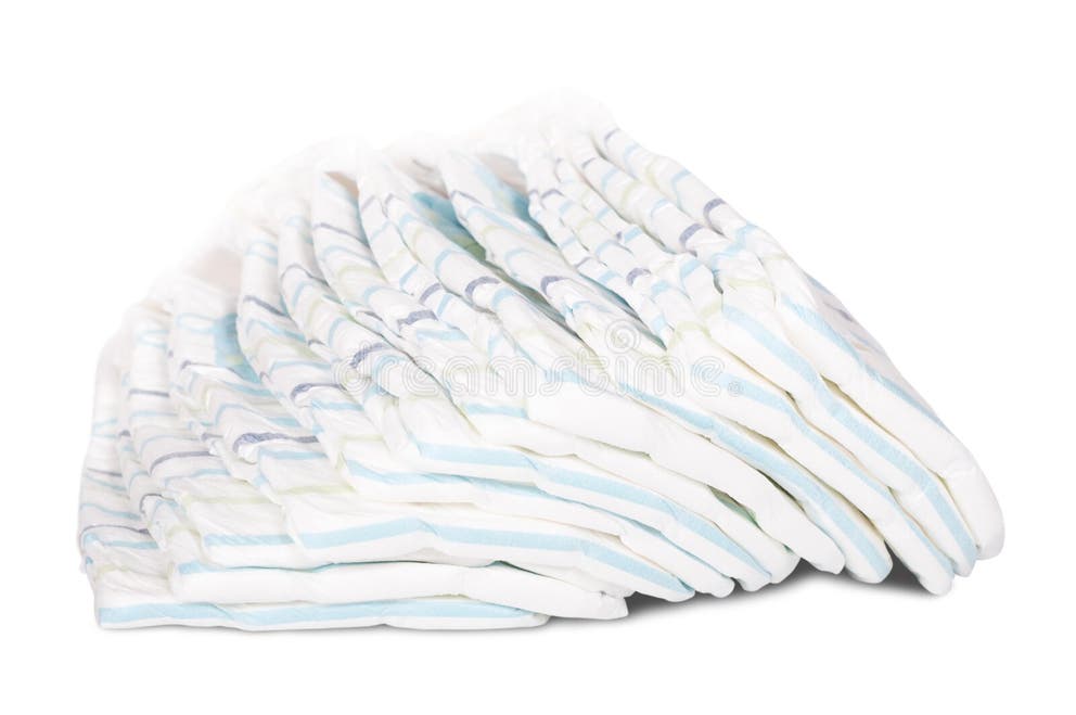 Stack of Baby Diapers Isolated on White Stock Photo - Image of white ...