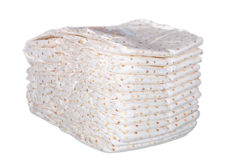 Stack of Baby Diapers Isolated on White Stock Image - Image of care ...