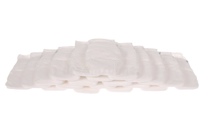 Stack of baby diapers stock image. Image of close, white - 21892583