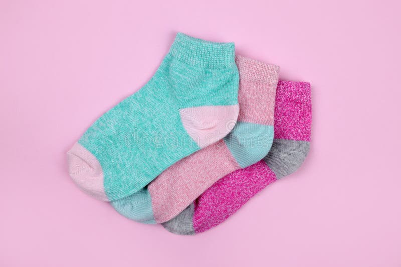 Stack of Baby Socks on Pink Background Stock Image - Image of fashion ...