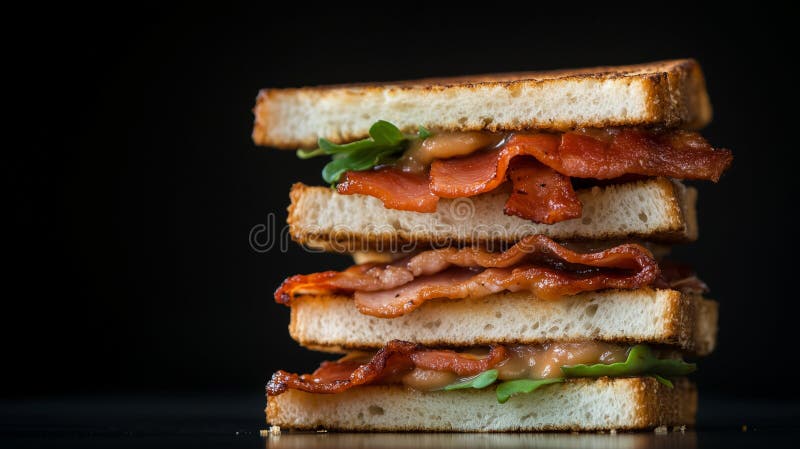 A Stack of Bacon Sandwiches with Lettuce and Tomato. Generative AI ...