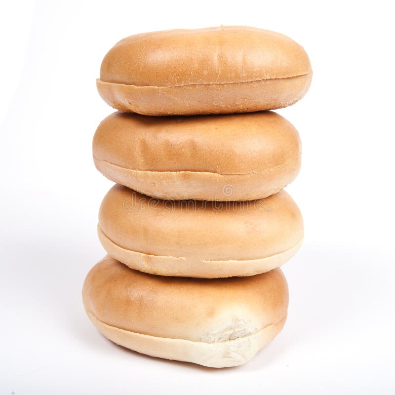 A Stack of Bagel on White Background Stock Image - Image of bread, meal ...