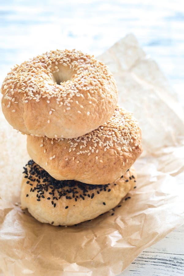 A stack of bagels stock photo. Image of slice, food, isolated - 89801336