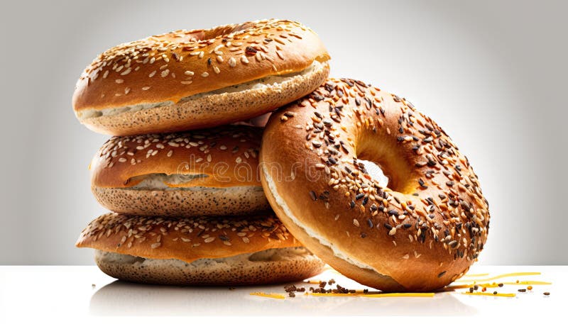 A Stack of Bagels Sitting on Top of Each Other. Generative Ai Stock ...