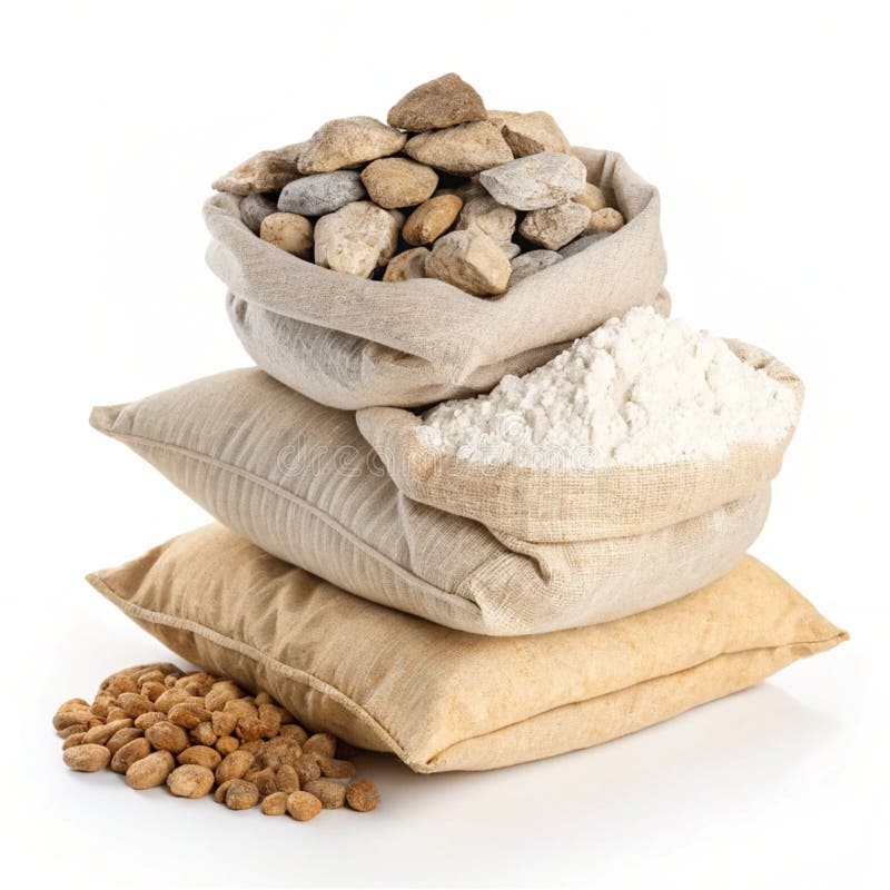 Stack of Bags with Rocks and Flour Stock Illustration - Illustration of ...