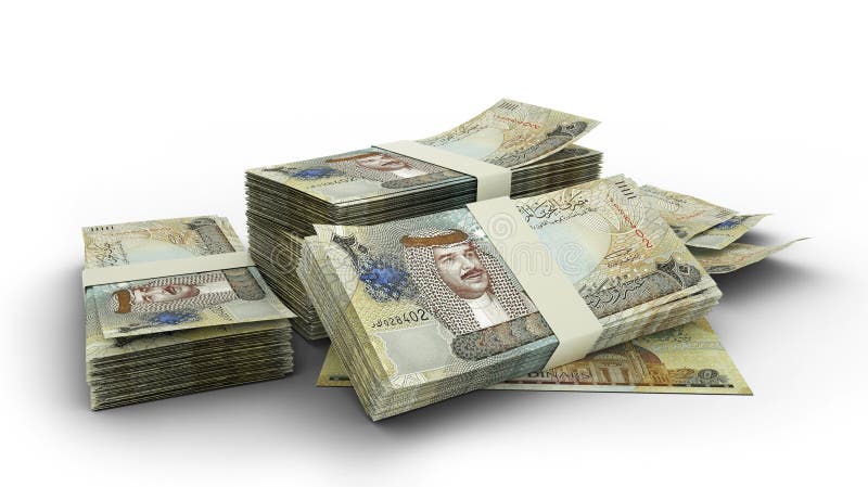Stack of Bahrain Dinar Notes Isolated on White Background Stock ...