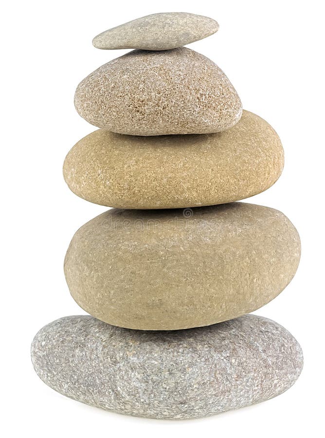Stack of Balanced Pebble Stones Isolated on White Background. Sea ...