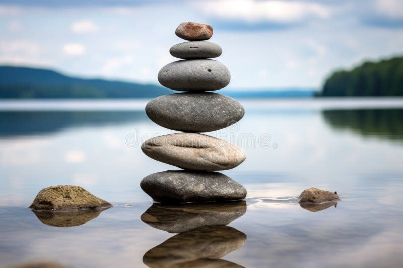 A Stack of Balanced Pebbles Forming a Pyramid Stock Photo - Image of ...
