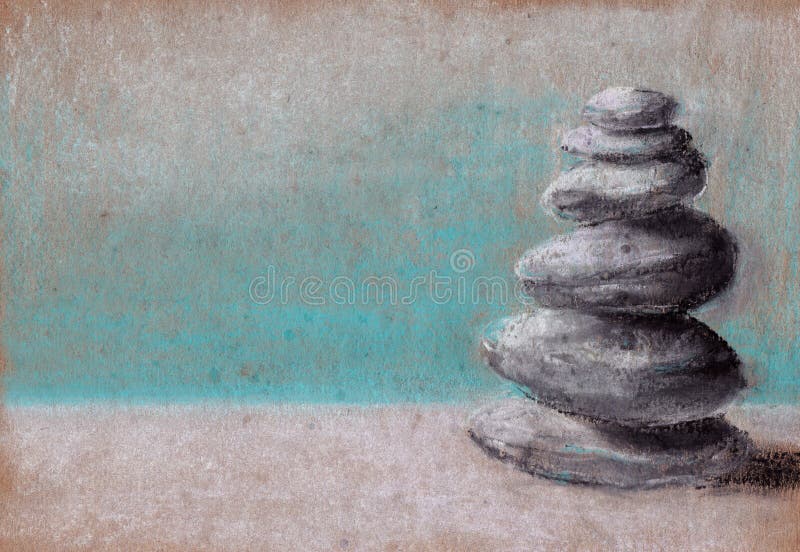 Stack of Balanced Rocks with Heart Stock Illustration - Illustration of ...