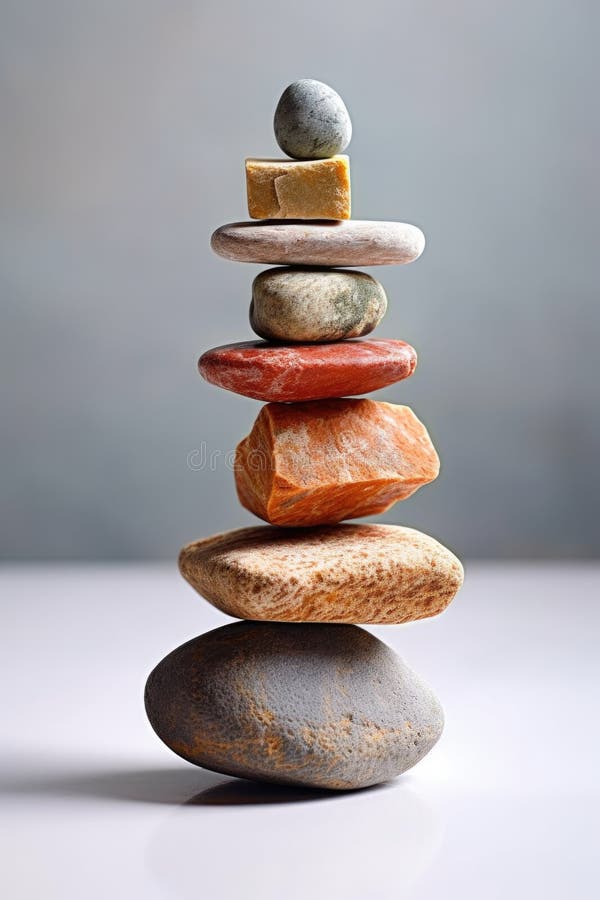 Stack of Balanced Stones Symbolizing Mindfulness and Harmony Stock ...