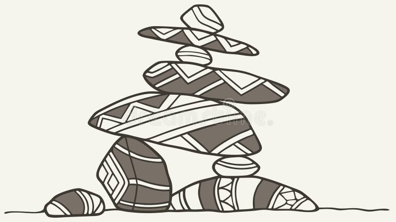 A Stack of Balanced Zen Stones with Decorative Patterns in a Cairn ...