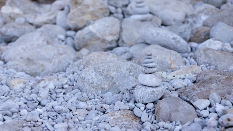 Stack Balancing Pebble Stones Pool with Out Stock Photo - Image of ...