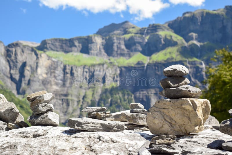 Stack of Balancing Rocks Symbolising Peace and Mindfulness Over a Lush ...