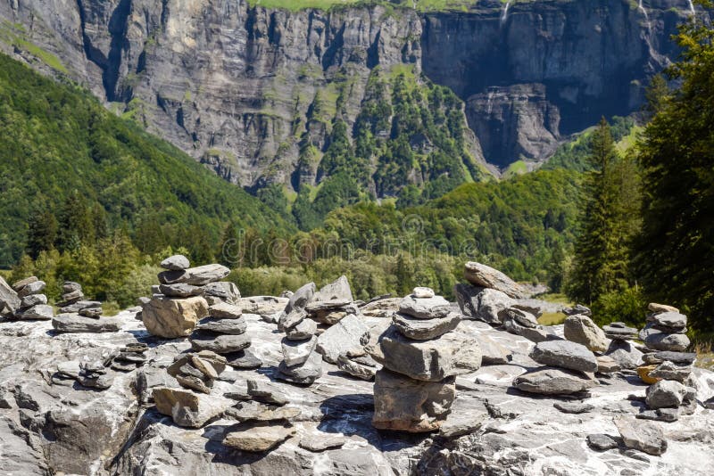Stack of Balancing Rocks Symbolising Peace and Mindfulness Over a Lush ...