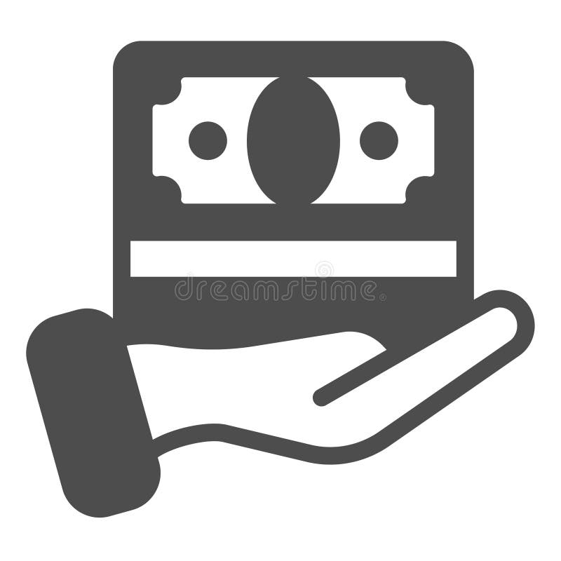 Stack of Banknotes in Hand Solid Icon, Design Recruitment Concept ...