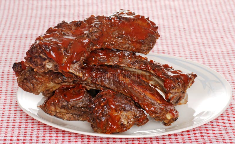 Stack of Barbecue Beef Spare Ribs with Sauce Stock Image - Image of ...