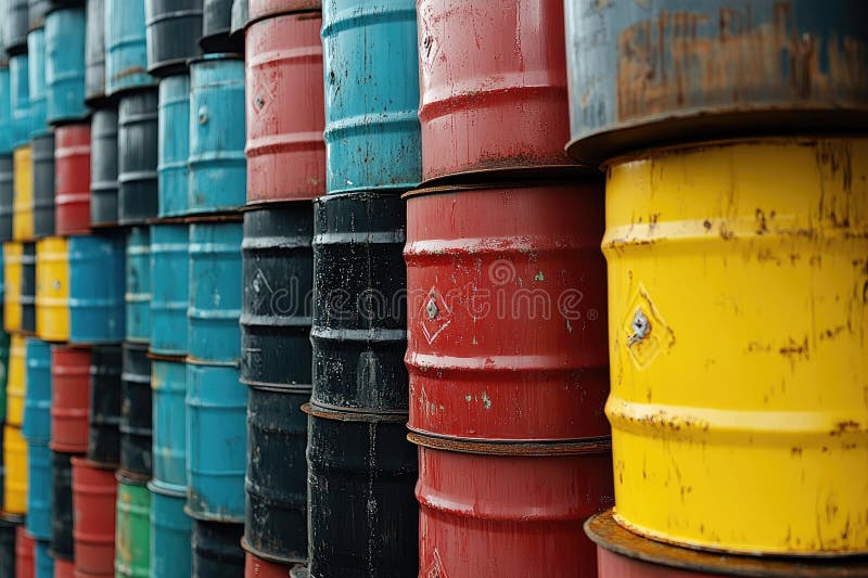 A Stack of Barrels with Different Colors and Sizes Stock Image - Image ...