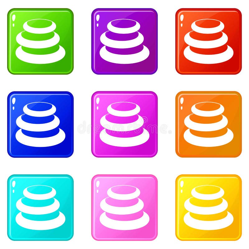 Stack of Basalt Balancing Stones Icons 9 Set Stock Vector ...